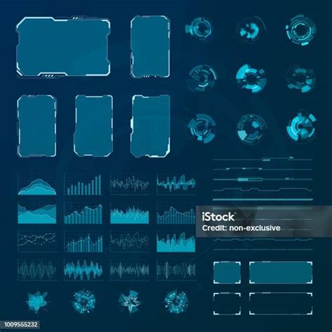 Hud 요소 집합입니다 그래픽 추상 미래 Hud Pannels입니다 벡터 가상현실에 대한 스톡 벡터 아트 및 기타 이미지 가상현실 개념 과학 Istock