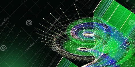 Abstract Background Twisting Wireframe Grid From Color Faces And Blurred Lines On Black Big