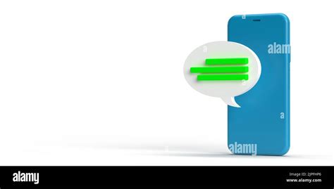 Blue Smart Mobile Phone With Green Online Dialog Speech Bubbles Coming Off Device Screen 3d