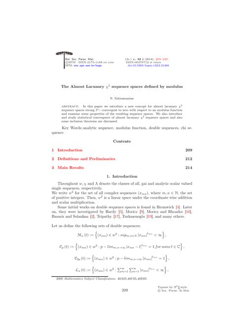 Pdf The Almost Lacunary Chi 2 Sequence Spaces Defined By Modulus