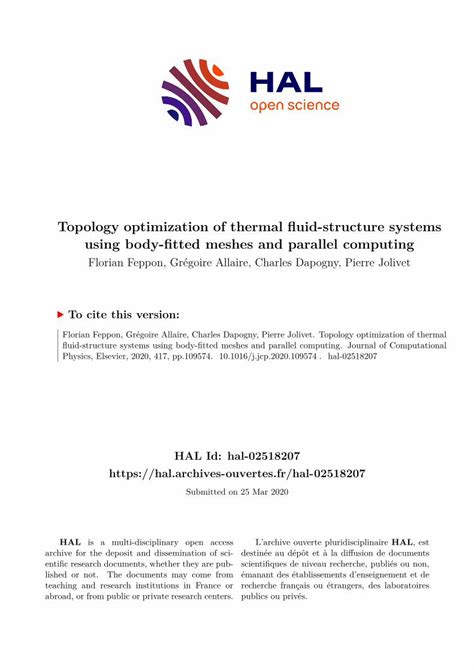 PDF Topology Optimization Of Thermal Fluid Structure Systems DOKUMEN TIPS
