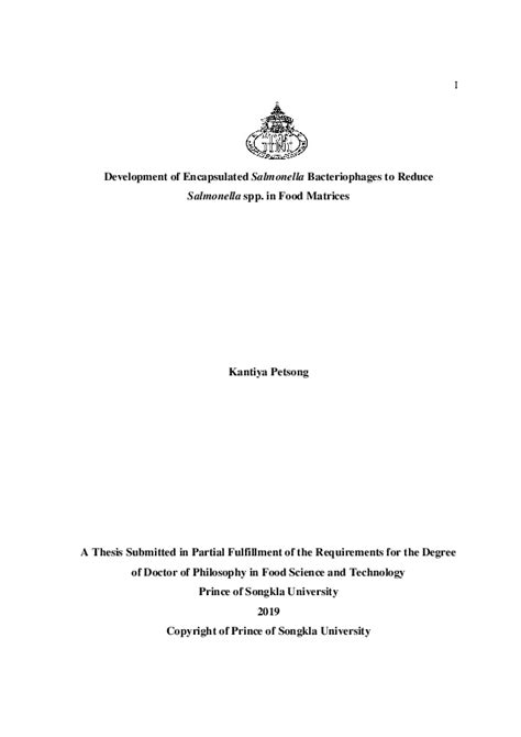 Pdf Development Of Encapsulated Salmonella Bacteriophages To Reduce Salmonella Spp In Food