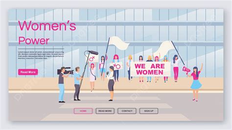 Feminist Landing Page With Flat Illustrations For Women Empowerment