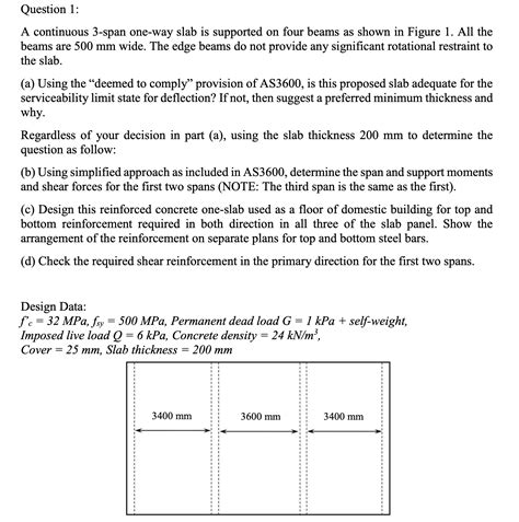 [solved] question 1 a continuous 3 span one way slab is supported on