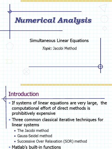 Lec 12 Jacobi Method Pdf System Of Linear Equations Theoretical