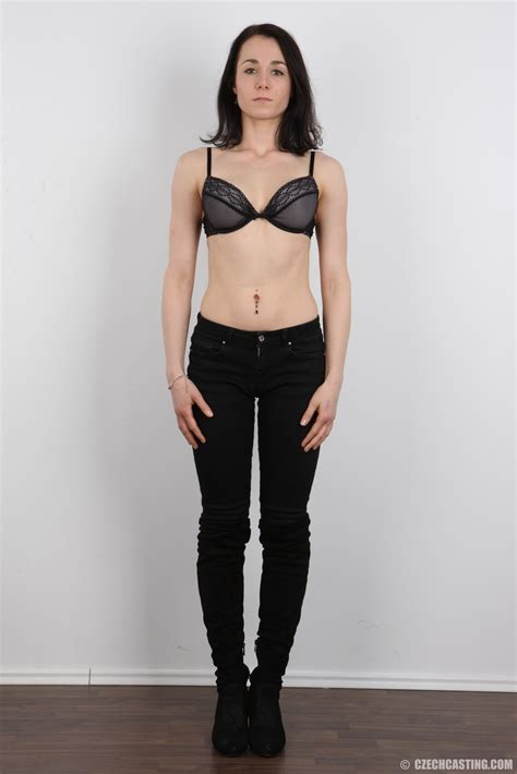 Dark Haired Girl Kristyna Stands Straight And Naked During Her Modeling Debut CoedCherry Com