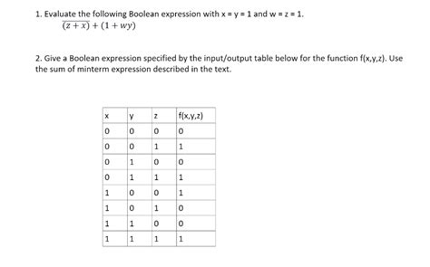 Solved 1 Evaluate The Following Boolean Expression With X