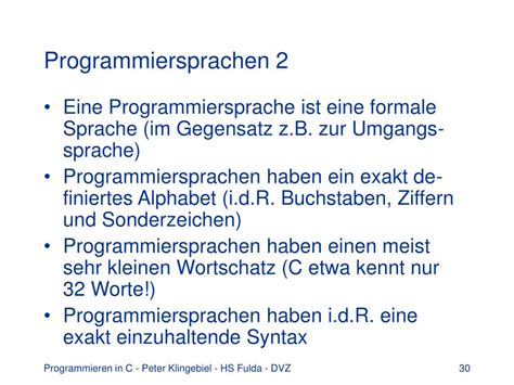 PPT Informatik II Grundlagen der Programmierung Programmieren in C Einführung PowerPoint