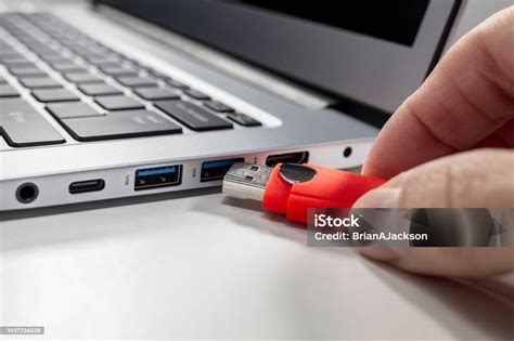 Inserting And Connecting Usb Removable Flash Memory Disk Stick Stock
