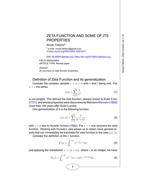 Pdf Zeta Function And Some Of Its Properties