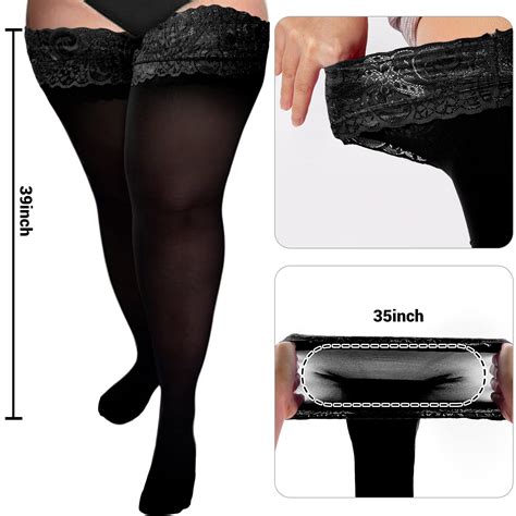 55d Semi Sheer Silicone Lace Stay Up Thigh Highs Moon Wood