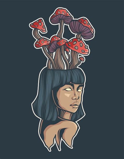 Premium Vector Vector Girl With Mushroom Illustration Design