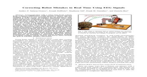 Pdf Correcting Robot Mistakes In Real Time Using Eeg Correcting