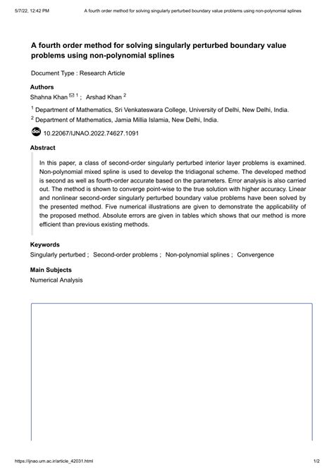 Pdf A Fourth Order Method For Solving Singularly Perturbed Boundary
