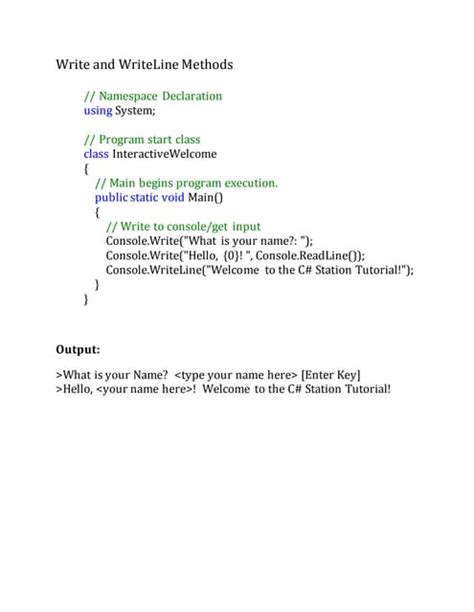Write And Write Line Methods Pdf