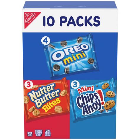 Nabisco Cookie Variety Pack Oreo Mini Nutter Butter Bites Chips Ahoy Mini Baked 10 Snack