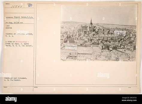 Color Drawing By Capt J Andre Smith E R C Depicting A View Of Neupchateau The Artwork Is A