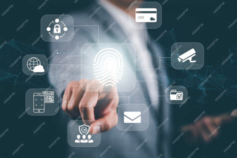 Premium Photo Hand Touch Fingerprint With Virtual Global With Cyber Security Login User