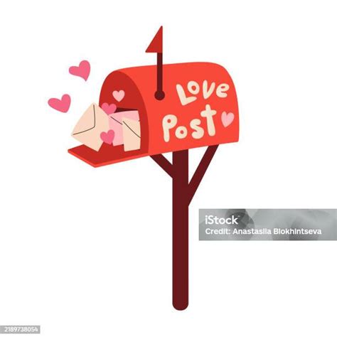 연애 편지와 하트가 있는 빨간 우체통 발렌타인 데이 카드 사랑의 편지 사랑의 고백 개념에 대한 스톡 벡터 아트 및 기타 이미지 개념 고객 참여 공예 Istock