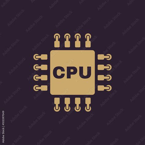 The Cpu Icon Microprocessor And Processor Symbol Flat Stock Vector
