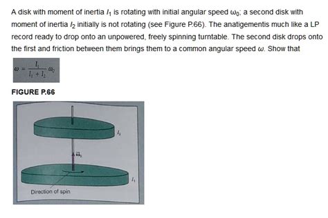 Solved A Disk With Moment Of Inertia I Is Rotating With Initial