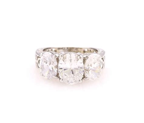 Lot 14k White Gold 3 Stone Cz Engagement Ring