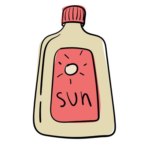 Doodle Beach Sunscreen Bottle Sticker 10185272 Vector Art At Vecteezy