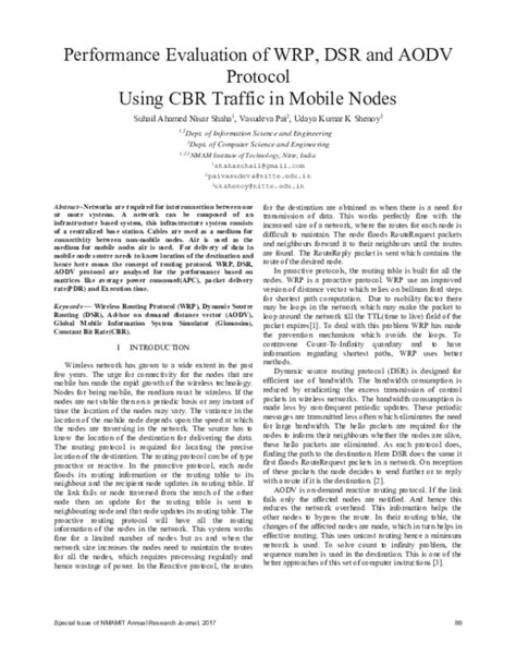pdf performance evaluation of wrp dsr and aodv protocol using cbr