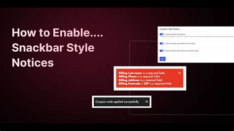 How To Enable Snackbar Style Notices In WordPress WooCommerce YouTube