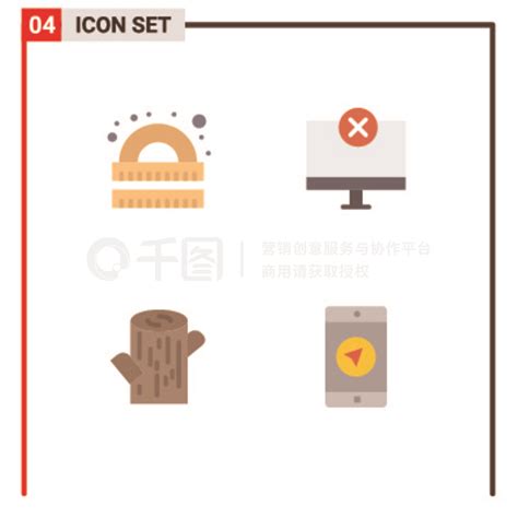 可编辑免抠元素 4个通用平面图标集，用于web和移动应用程序绘图、监视器、标尺、设备、木材可编辑向量设计元素 素材免费下载 403像素 Eps格式 编号43541410 千图网