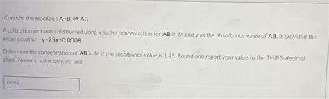 Solved Consider The Reaction A BAB A Calibration Plot Chegg