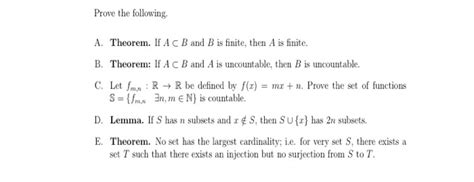Solved Prove The Following A Theorem If Ac B And B Is Chegg