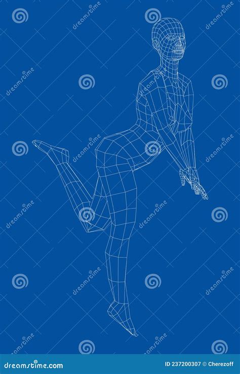 Wireframe Girl Posing In A Pose Stock Illustration Illustration Of