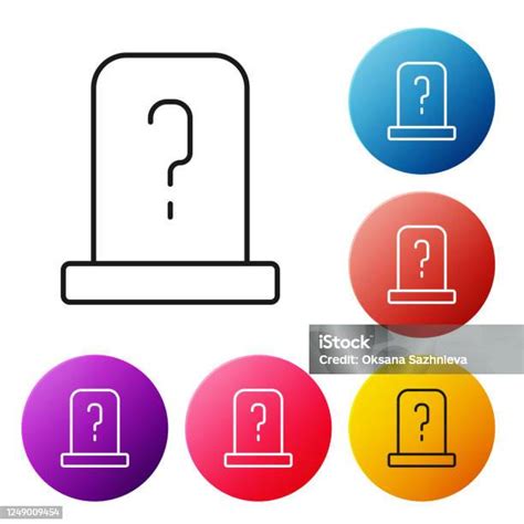 흰색 배경에 격리 된 삭제 표시 아이콘검은 라인 무덤 아이콘 을 다채로운 원 버튼을 설정합니다 벡터 공포 무서움에 대한 스톡 벡터 아트 및 기타 이미지 Istock