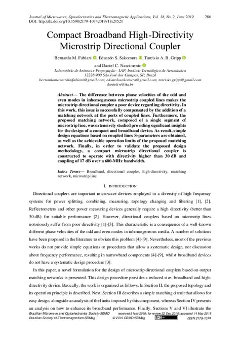 Pdf Compact Broadband High Directivity Microstrip Directional Coupler