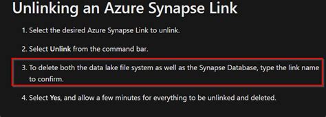 solved azure synapse link for dataverse how to remove t power