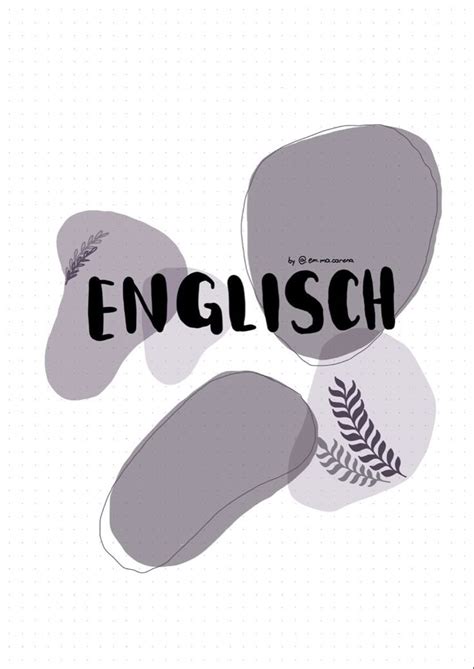 Englisch Deckblatt Deckblatt Schule Notizbuchdeckel Deckblatt Gestalten