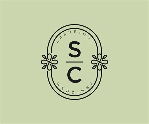 Sc Initials Letter Wedding Monogram Logos Template Hand Drawn Modern