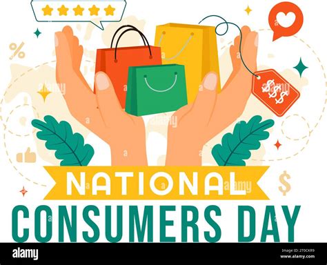 National Consumer Day Vector Illustration With Shopping Cart And Paper Bag For Promotion Banner