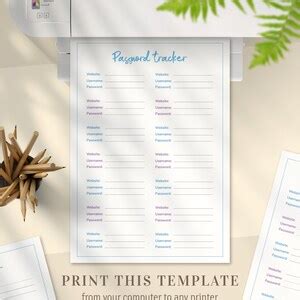 Password Organizer Printable Template Password Organize Planner Page Password Keeper Password