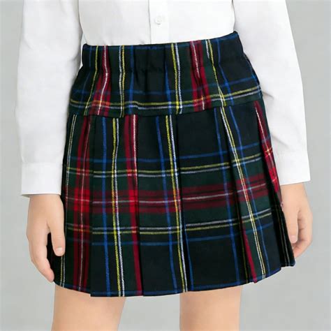 Hengsof Plaid School Skirt For Girls Pleated Mini Skirt For Uniform