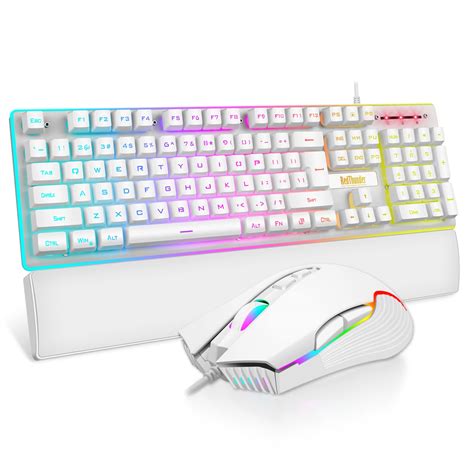 RedThunder K10 Wired Gaming Keyboard And Mouse And Wrist Rest Combo RGB Backlit Mechanical
