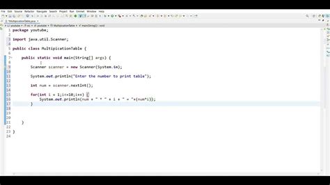 Print The Multiplication Table In Java Youtube
