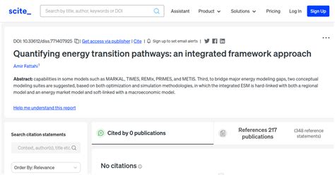 Quantifying Energy Transition Pathways An Integrated Framework Approach