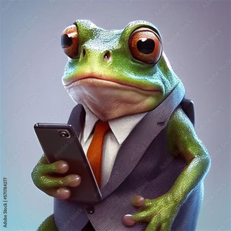 Cute Frog With Mobile Phone Stock Illustration Adobe Stock