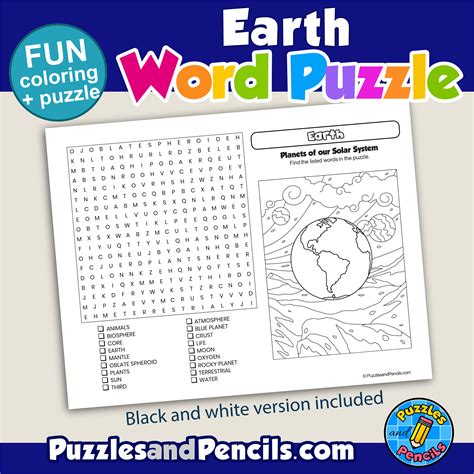 Earth Word Search Puzzle Activity Page Planets And Solar System