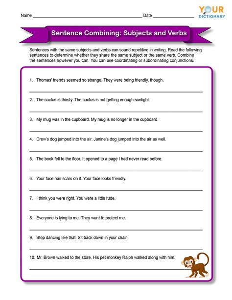 Combining Sentences Worksheet