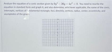 Solved Analyze The Equation Of A Conic Section Given By