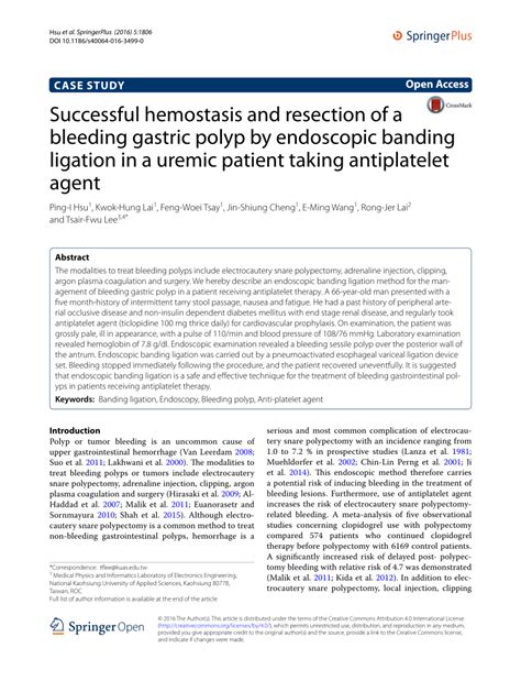 Pdf Successful Hemostasis And Resection Of A Bleeding Gastric Polyp