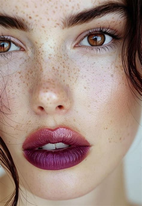 Freckles Freckle Models Berry Lip Makeup Purple Lip Makeup